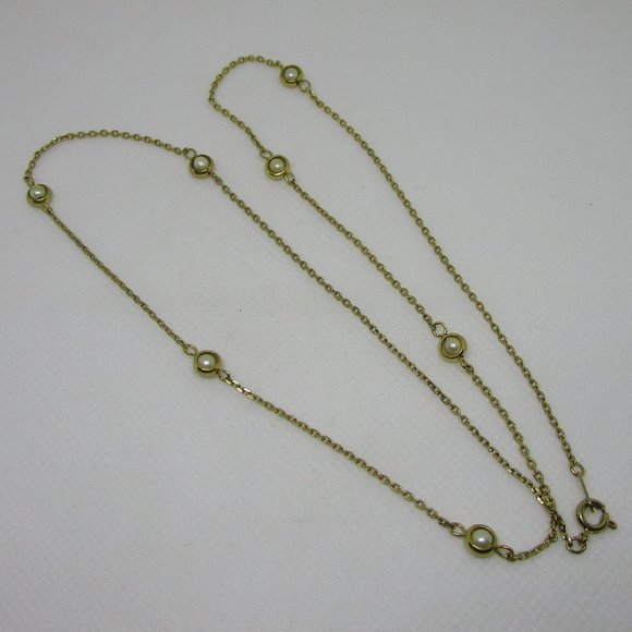 Jewelry | Bezel Set Pearl Chain Necklace | Poshmark